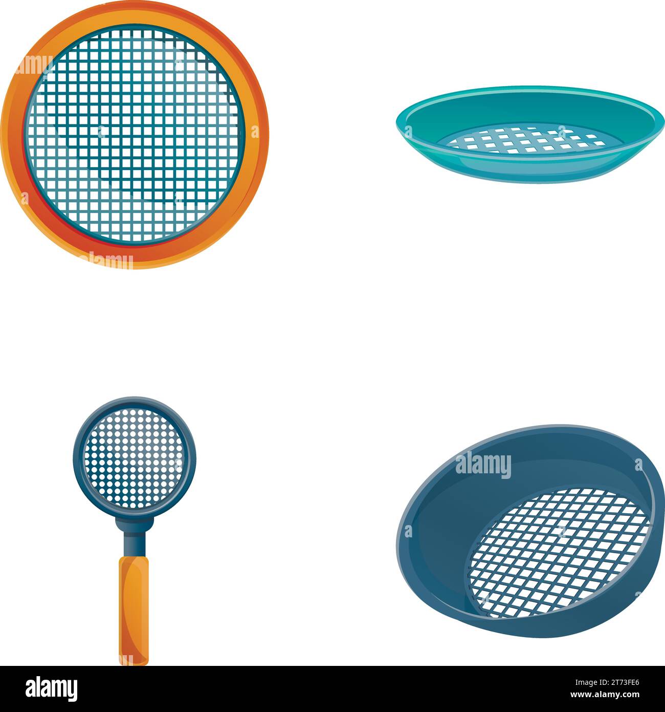 Sieve icons set cartoon vector. Various type of sieve. Utensil ...