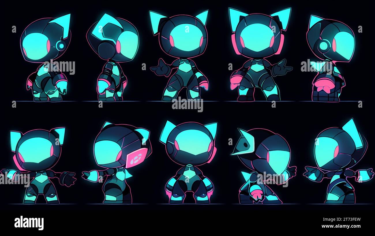 An illustrated composition of varied characters in an animated 3D scene ...