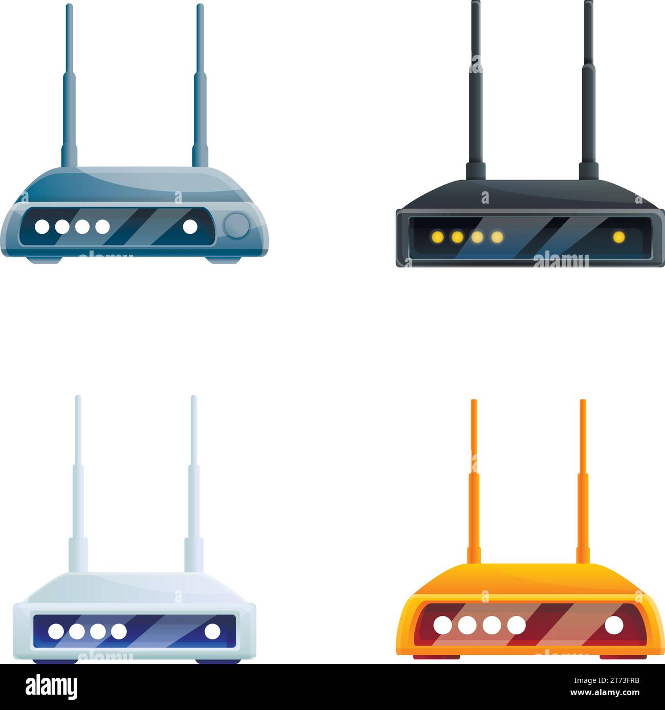 Router Icons Set Cartoon Vector Wireless Wi Fi Router Electronic Device Stock Vector Image