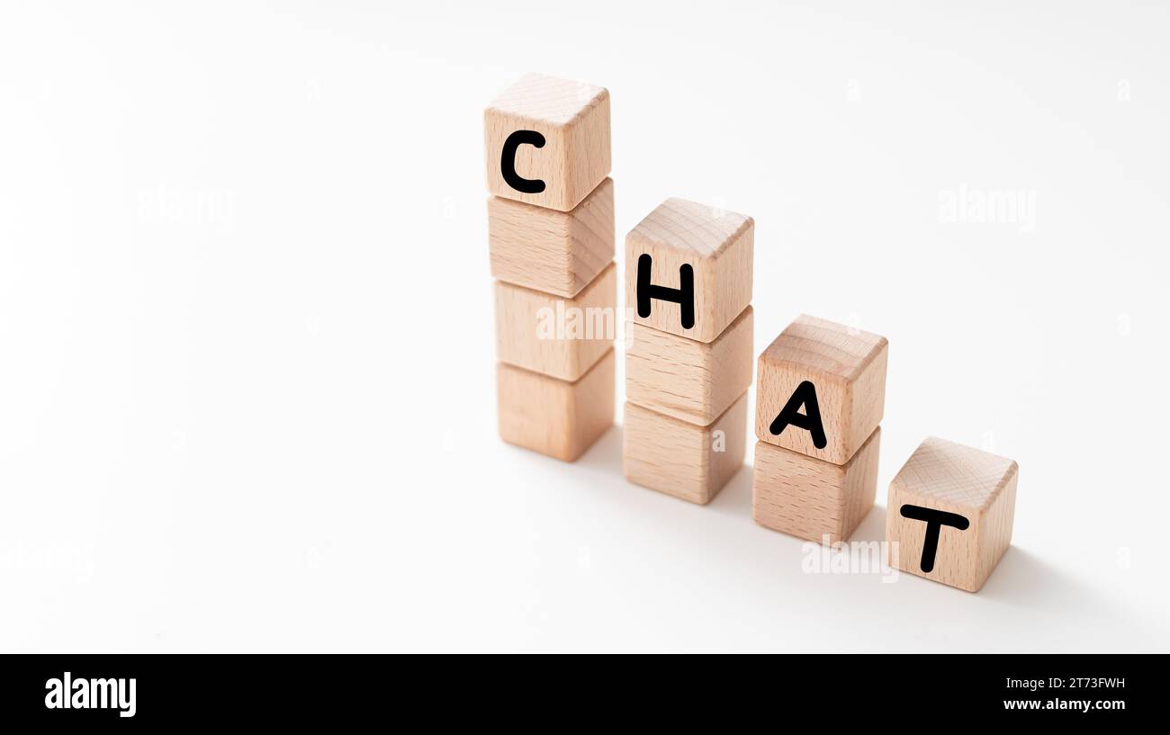 Word CHAT made with wood blocks on a light background Stock Photo - Alamy