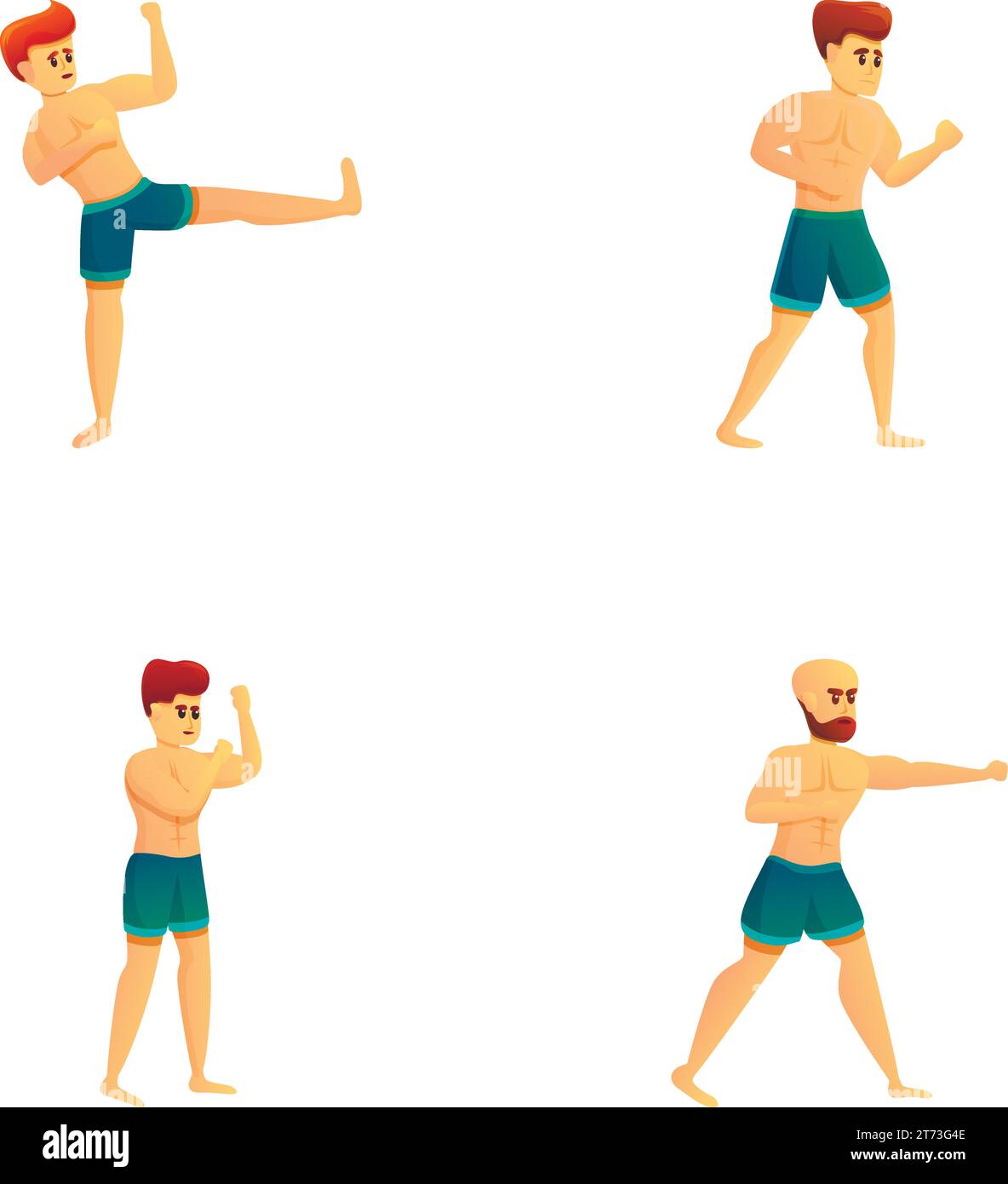 Workout icons set cartoon vector. Men practicing different kinds of ...