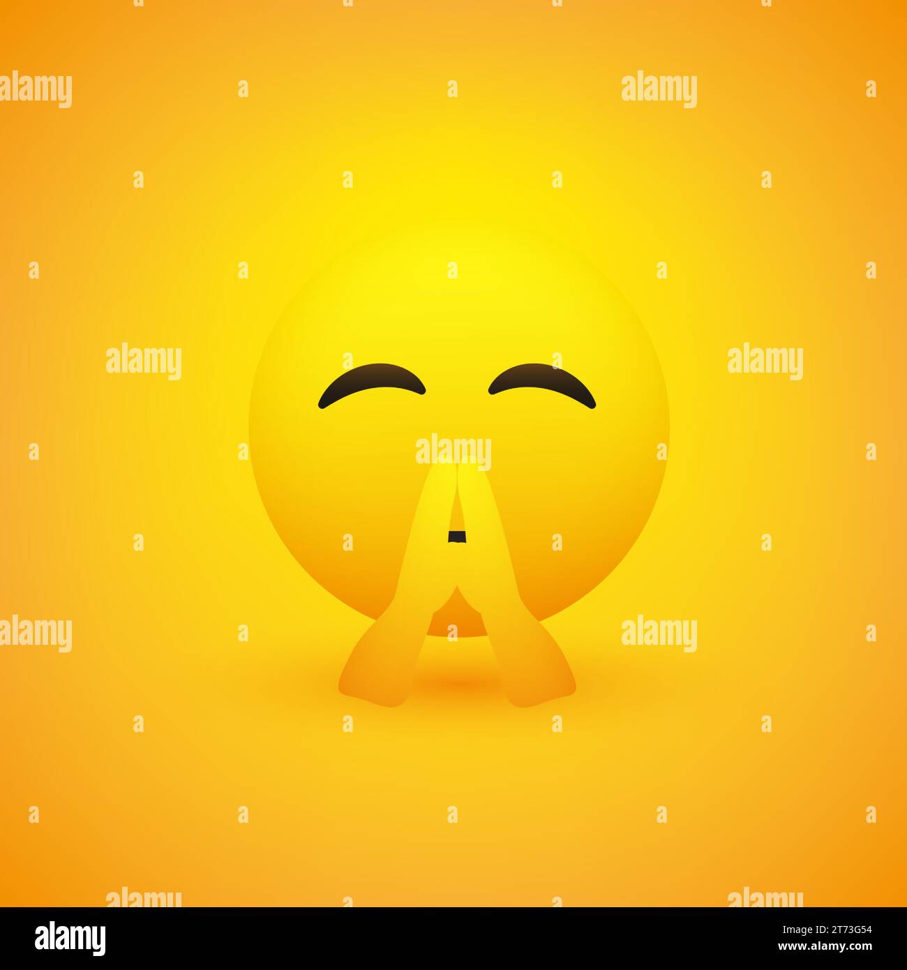 Praying Emoji with Folded Hands - Emoticon with Closed Eyes on Yellow ...