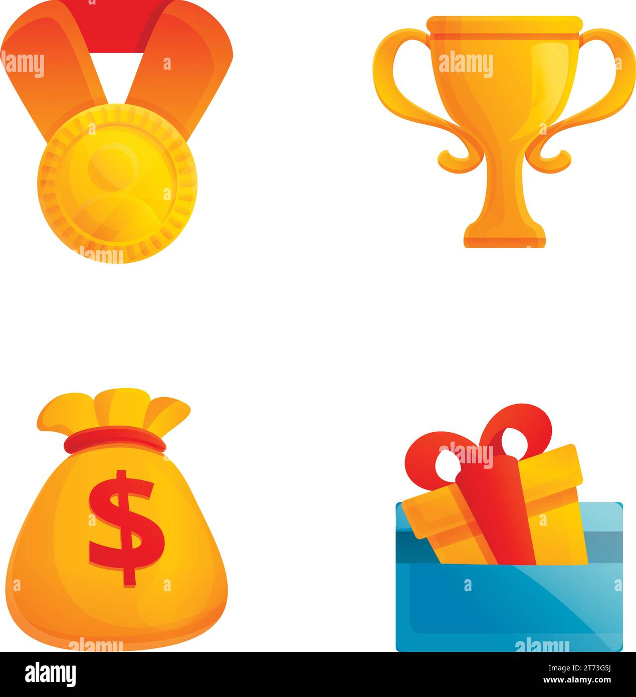 Achievement icons set cartoon vector. Award, trophy cup, gold medal and ...
