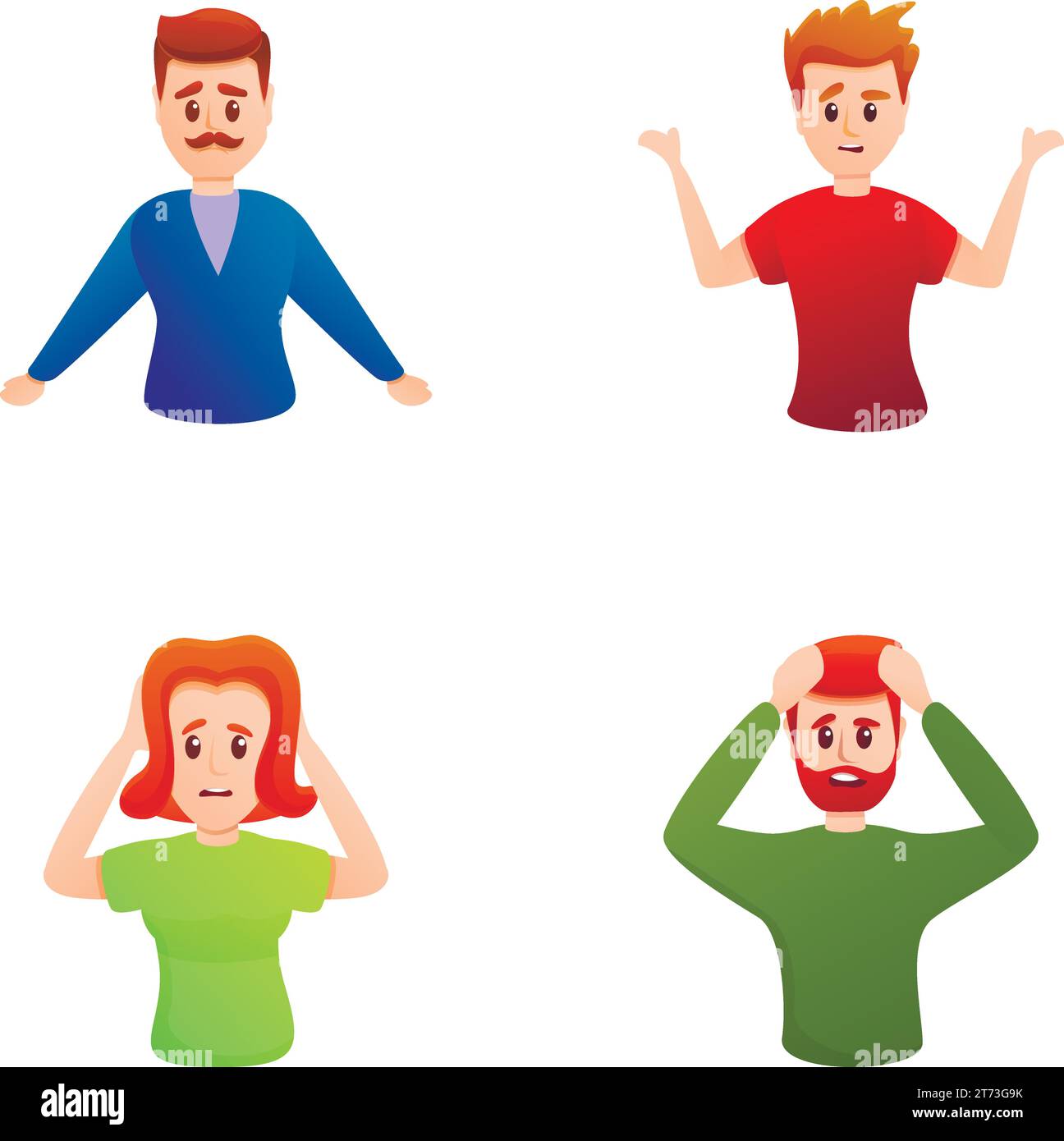 Confusion emotion icons set cartoon vector. People with emotion of ...