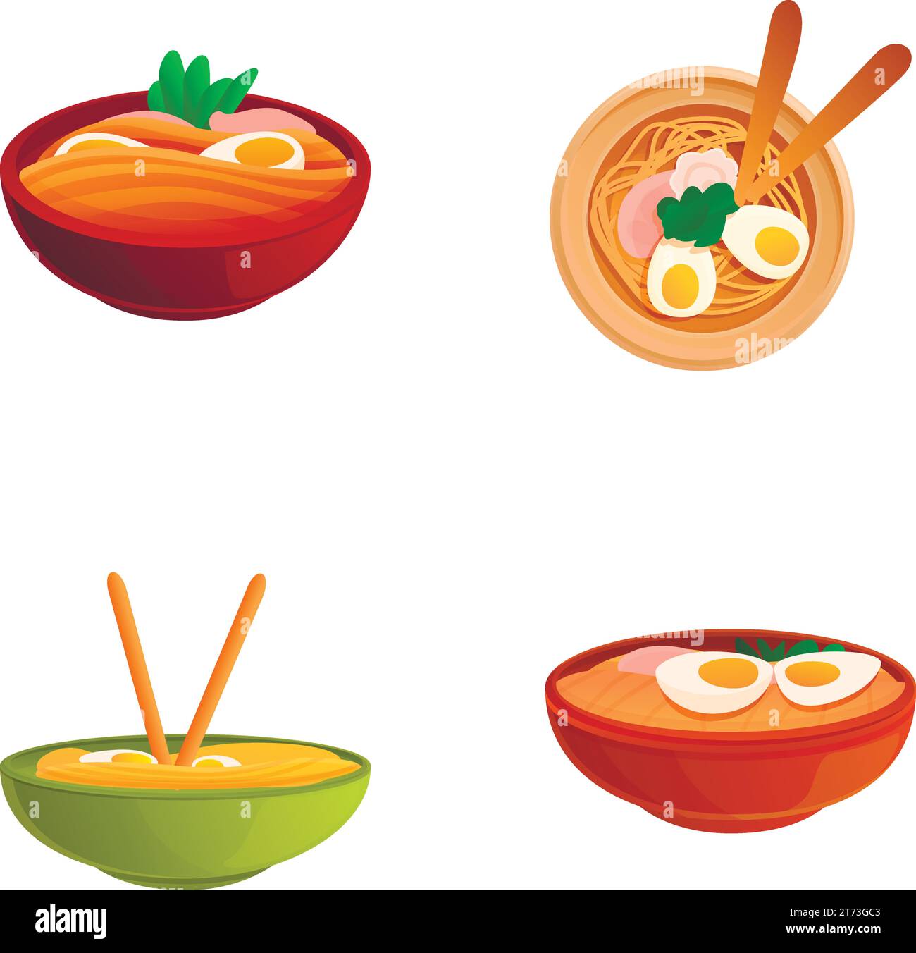 Asian food icons set cartoon vector. Singapore famous dish. Traditional ...