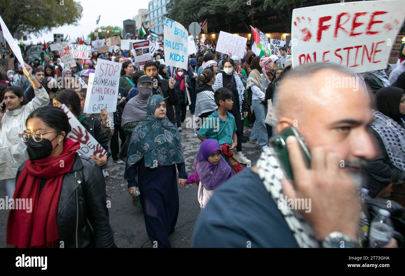 Austin, Texas, USA, November 12, 2023: An estimated 7,000 protesters ...