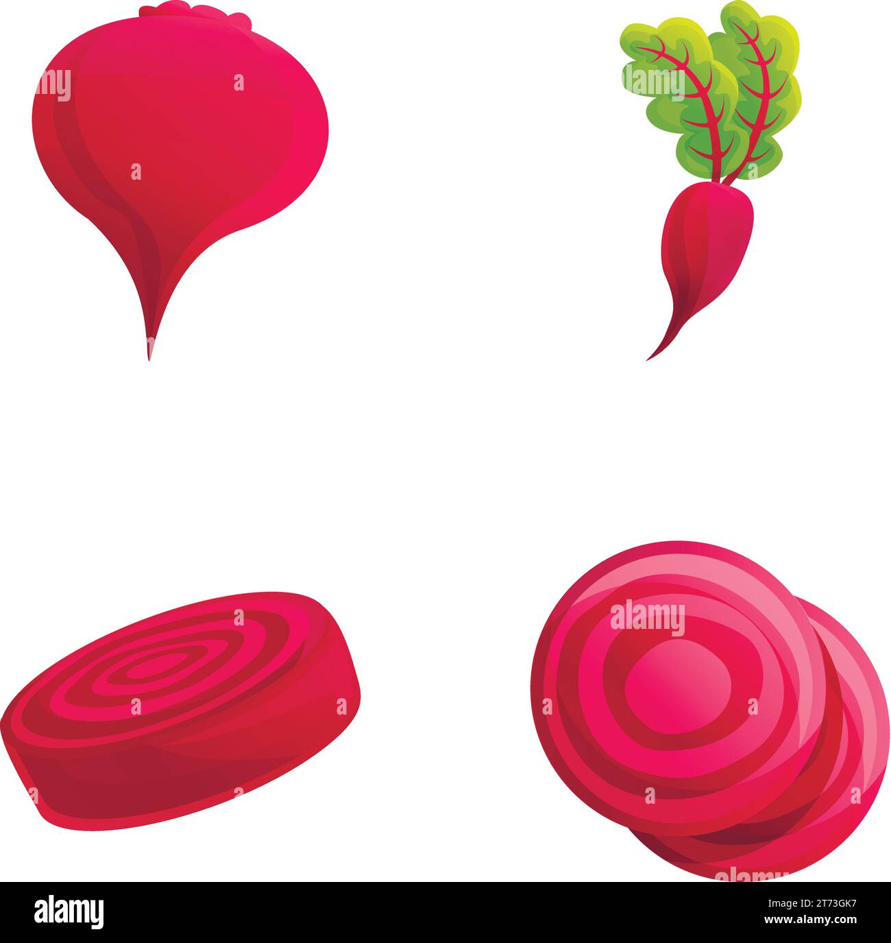 Beet icons set cartoon vector. Whole and chopped beetroot. Organic farm ...