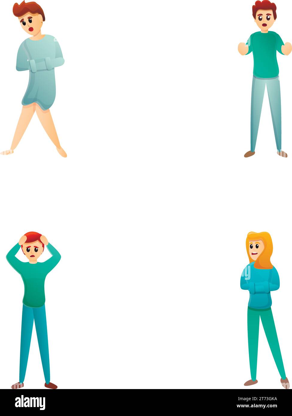 Mental disorder icons set cartoon vector. Young depressed character ...