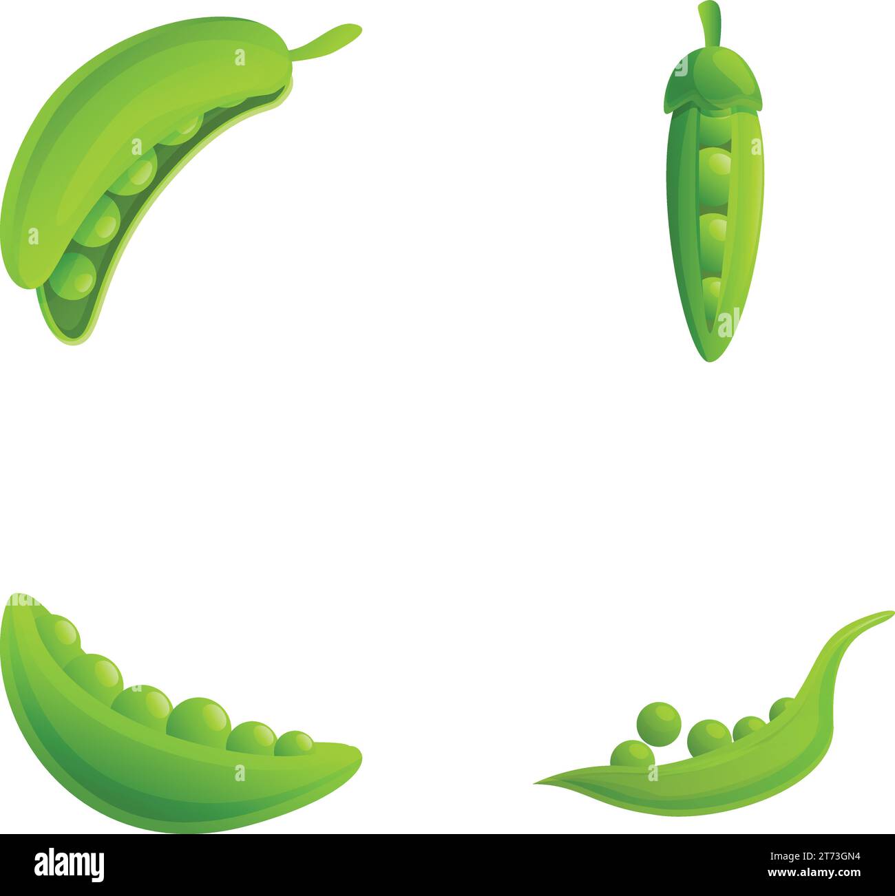 Green peas icons set cartoon vector. Pod of fresh green peas. Farm ...