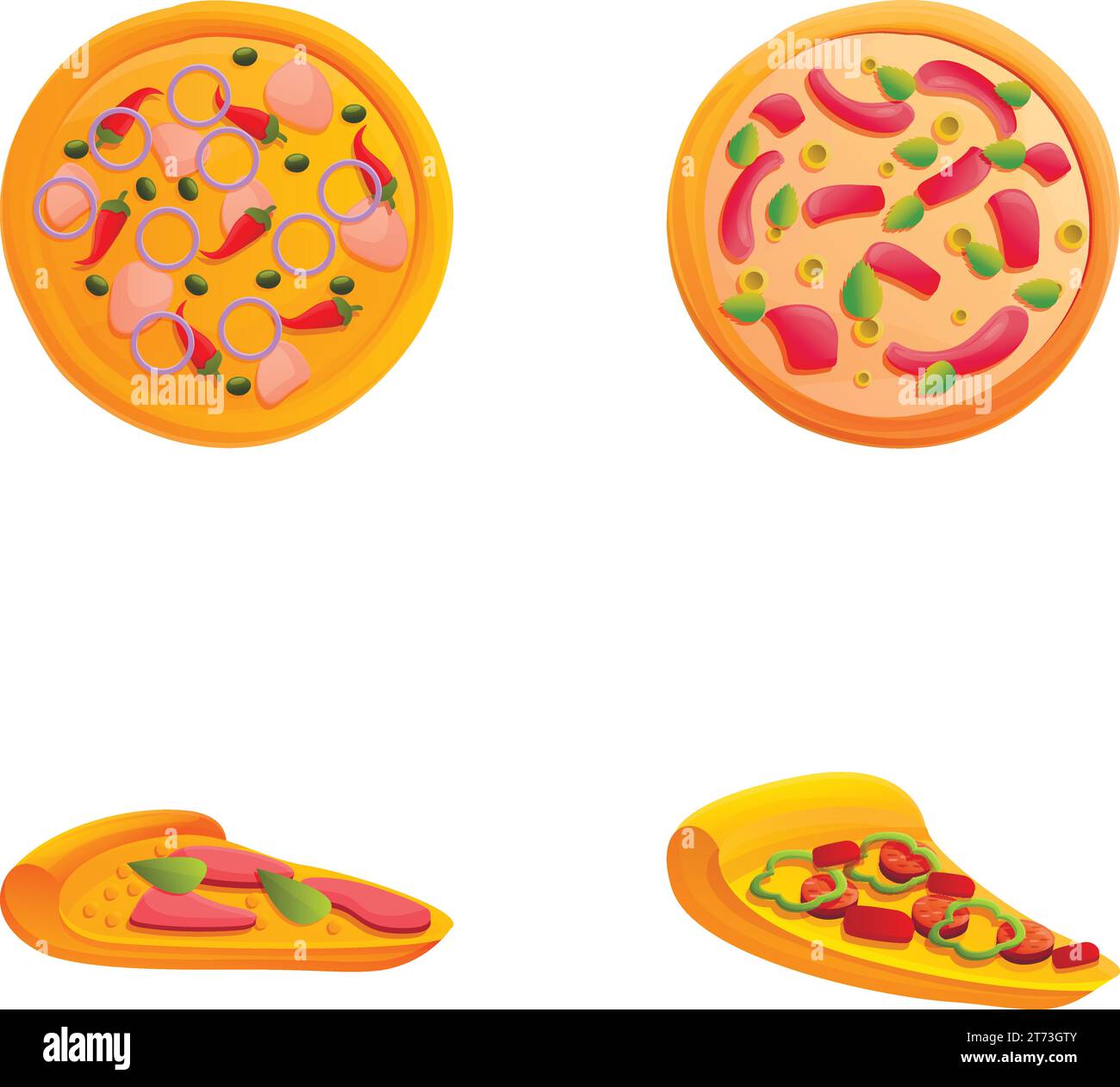 Pizza icons set cartoon vector. Traditional italian fast food. European ...