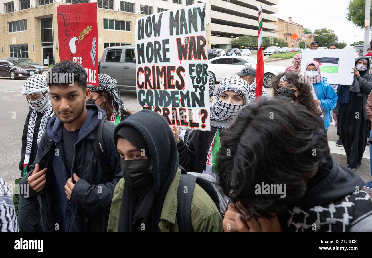 Austin, Texas, USA, November 12, 2023: An estimated 7,000 protesters ...