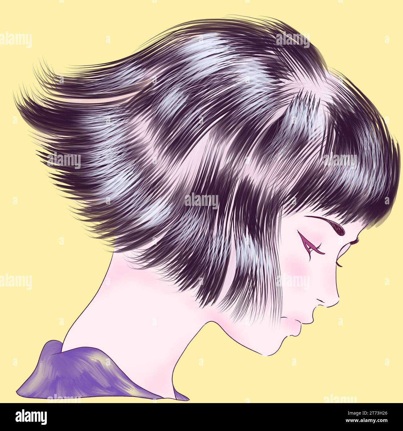 Digital pencil drawing of fictional female character. Color ...