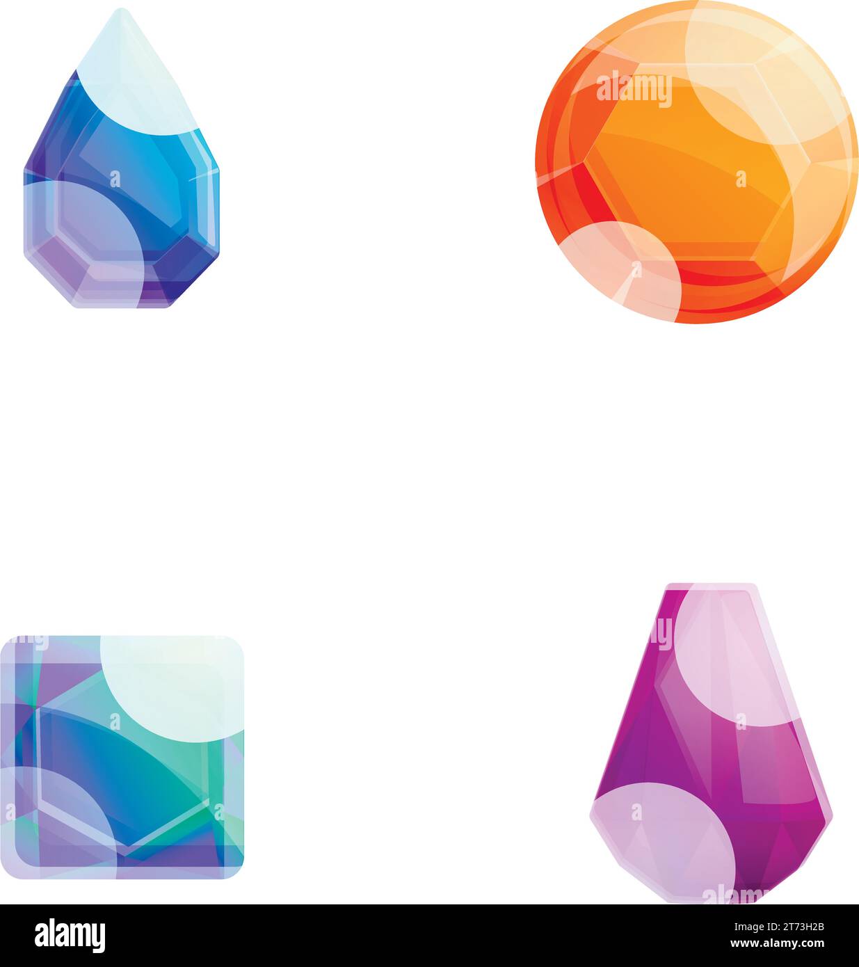 Gem icons set cartoon vector. Different shape and color precious stone ...