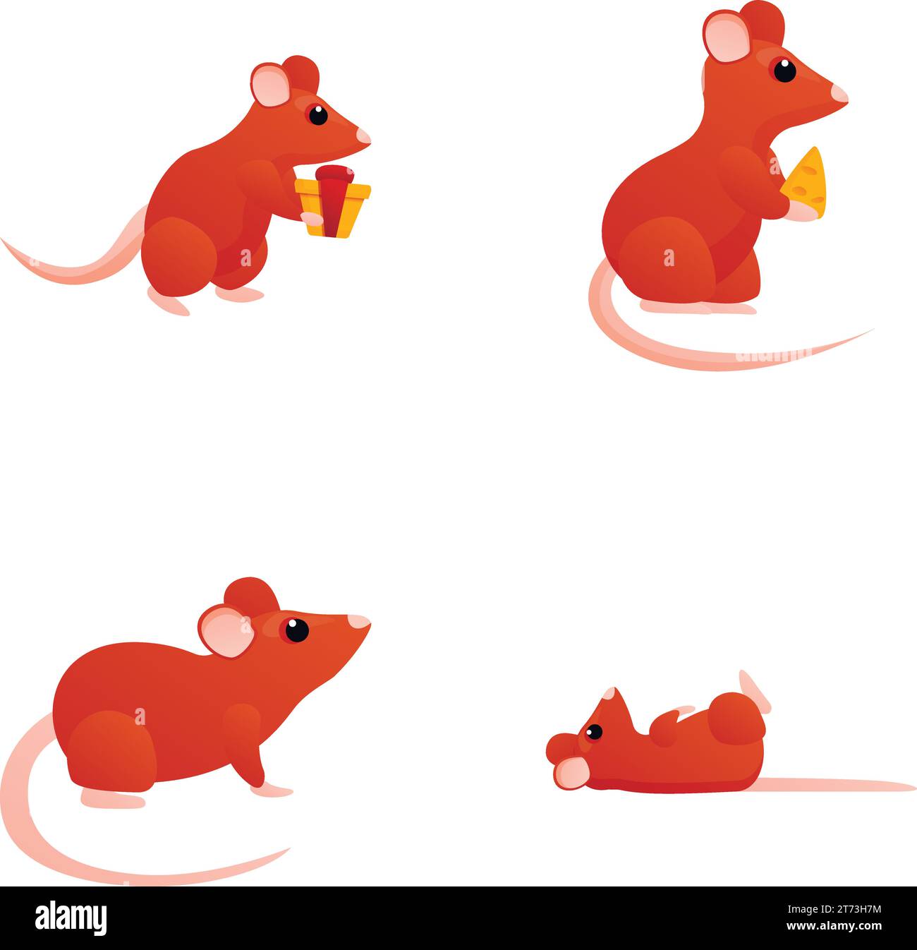 Little mouse icons set cartoon vector. Mouse with piece of cheese and ...