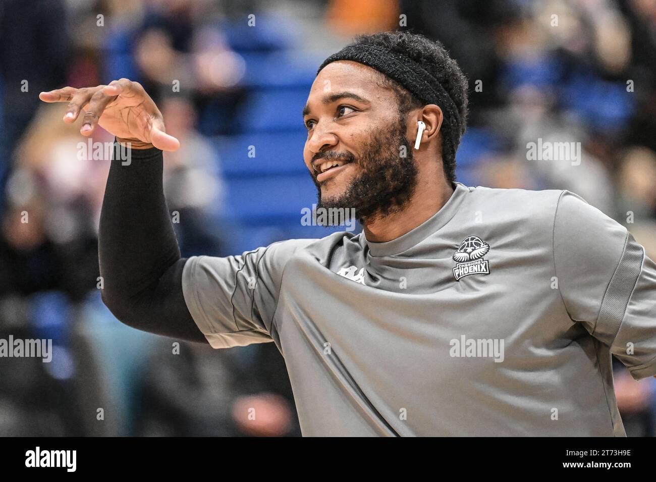 LaQuincy Rideau of Cheshire Phoenix during pre match warm ups ahead of ...