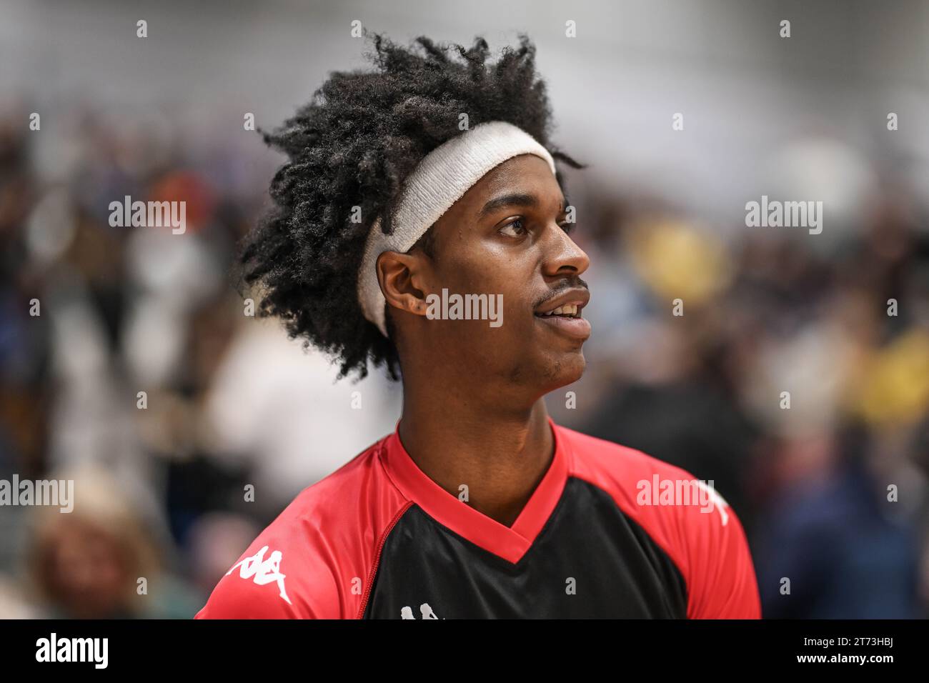 Miryne Thomas of Leicester Riders during pre match warm ups ahead of ...