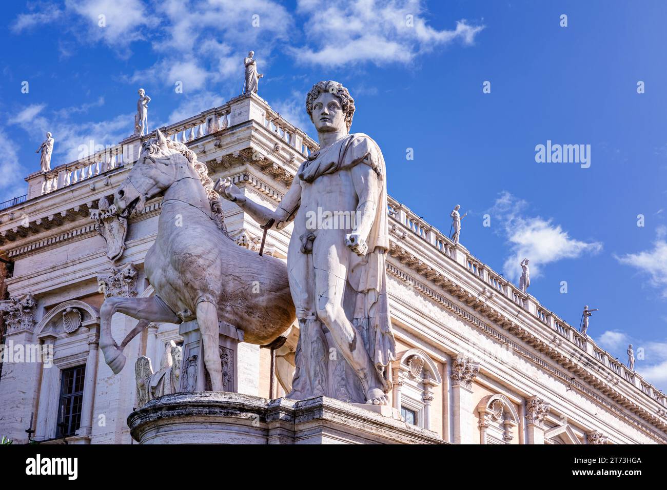 Statue of one of the Dioscures with a horse. Capitoline Hill, Rome ...