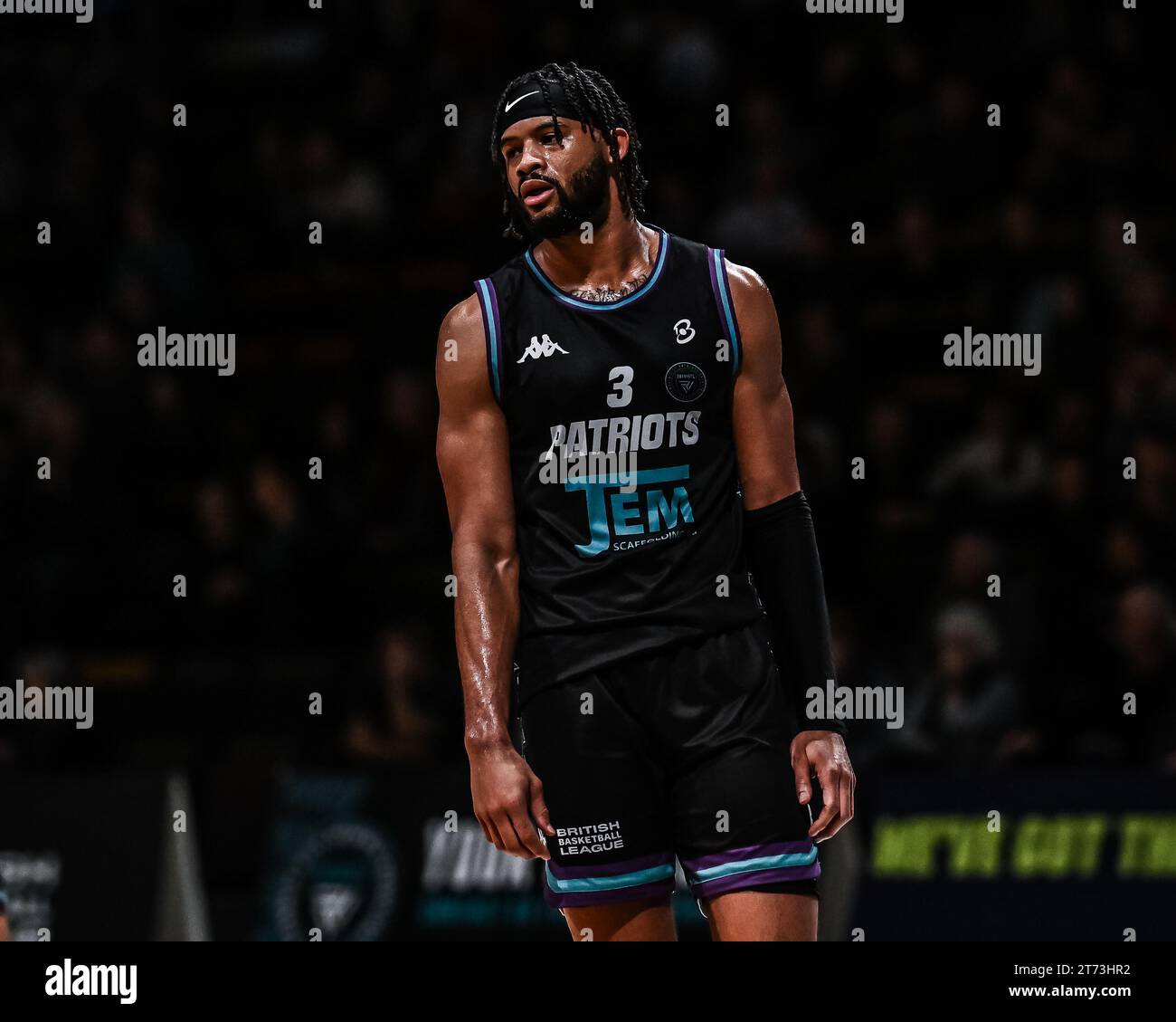 Jacob Wiley #3 of Plymouth City Patriots during the British Basketball ...