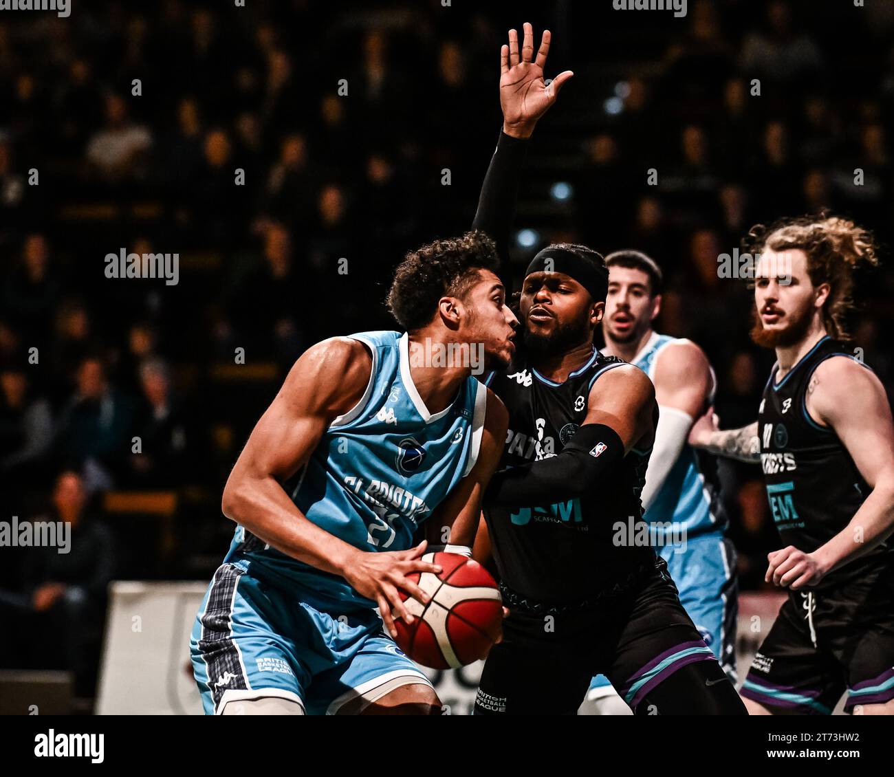 Clifton Moore Jr. #21 of Caledonia Gladiators battles with Tyrell Green ...