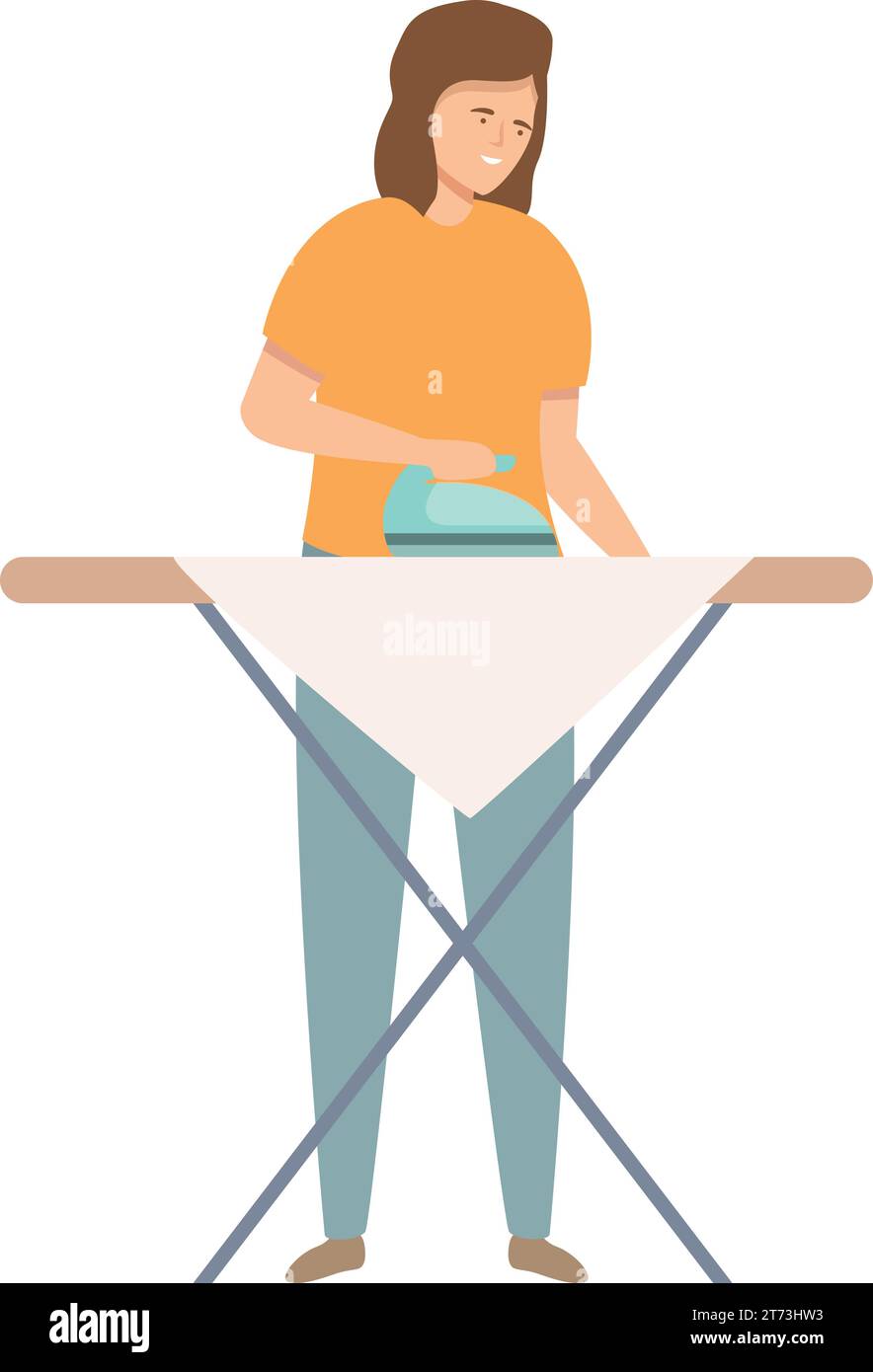 Woman ironing clothes icon cartoon vector. Iron board table. Ironing ...