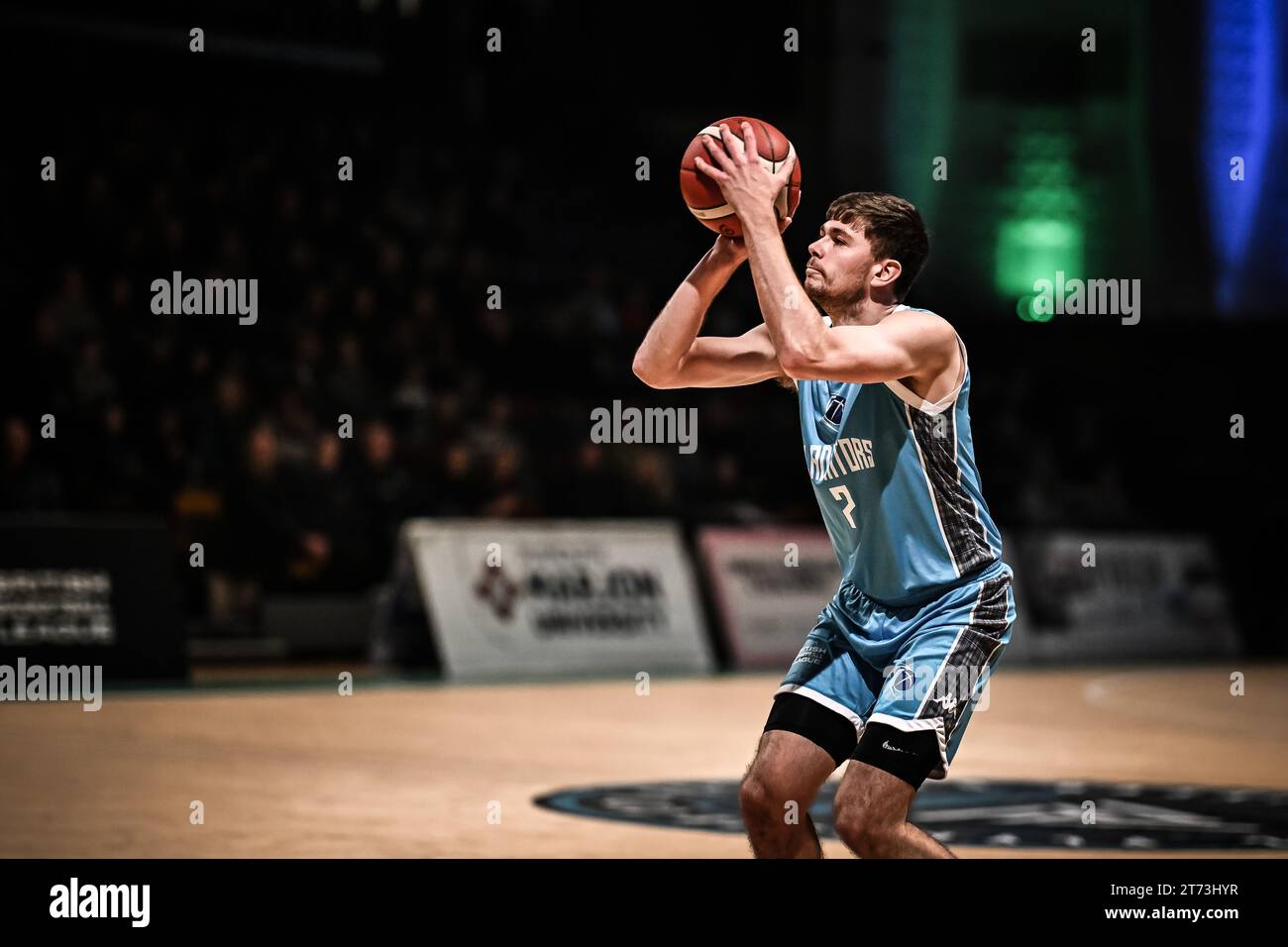 Fraser Malcolm #7 of Caledonia Gladiators attempts a 3 pointer during ...