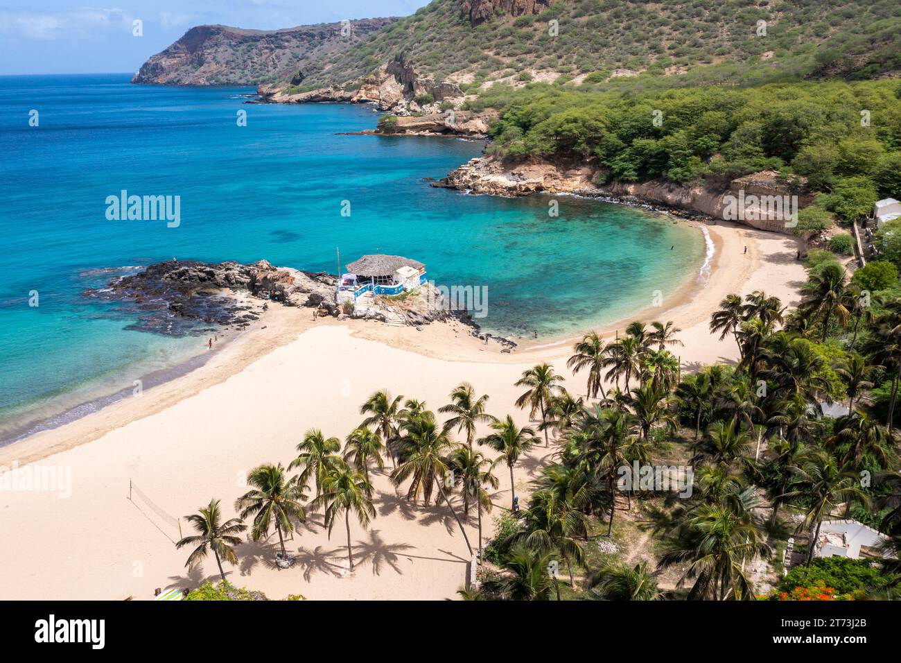 Aerial view of Tarrafal beach in Santiago island in Cape Verde - Cabo ...