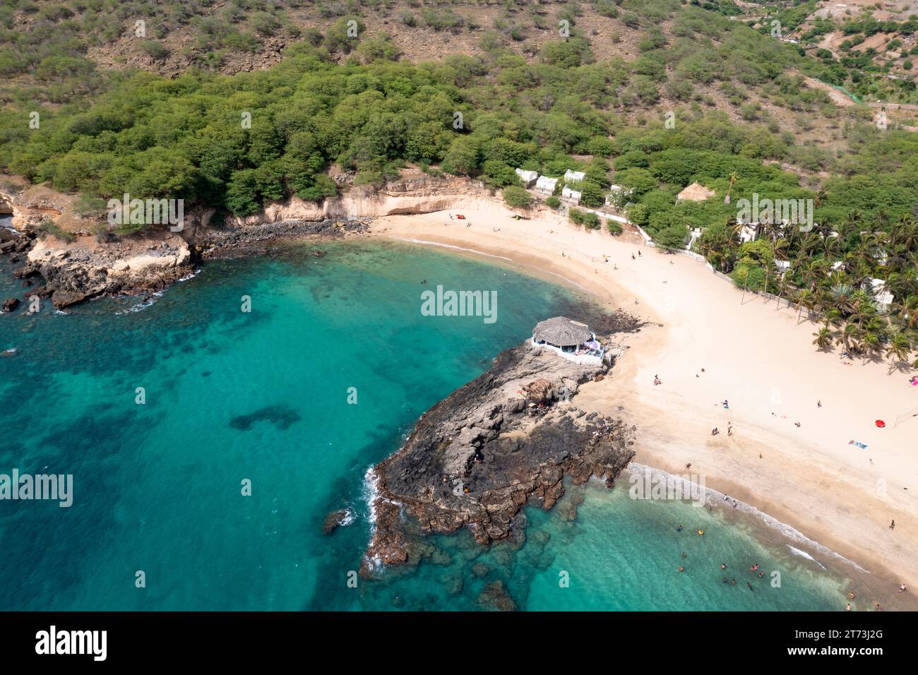 Aerial view of Tarrafal beach in Santiago island in Cape Verde - Cabo ...