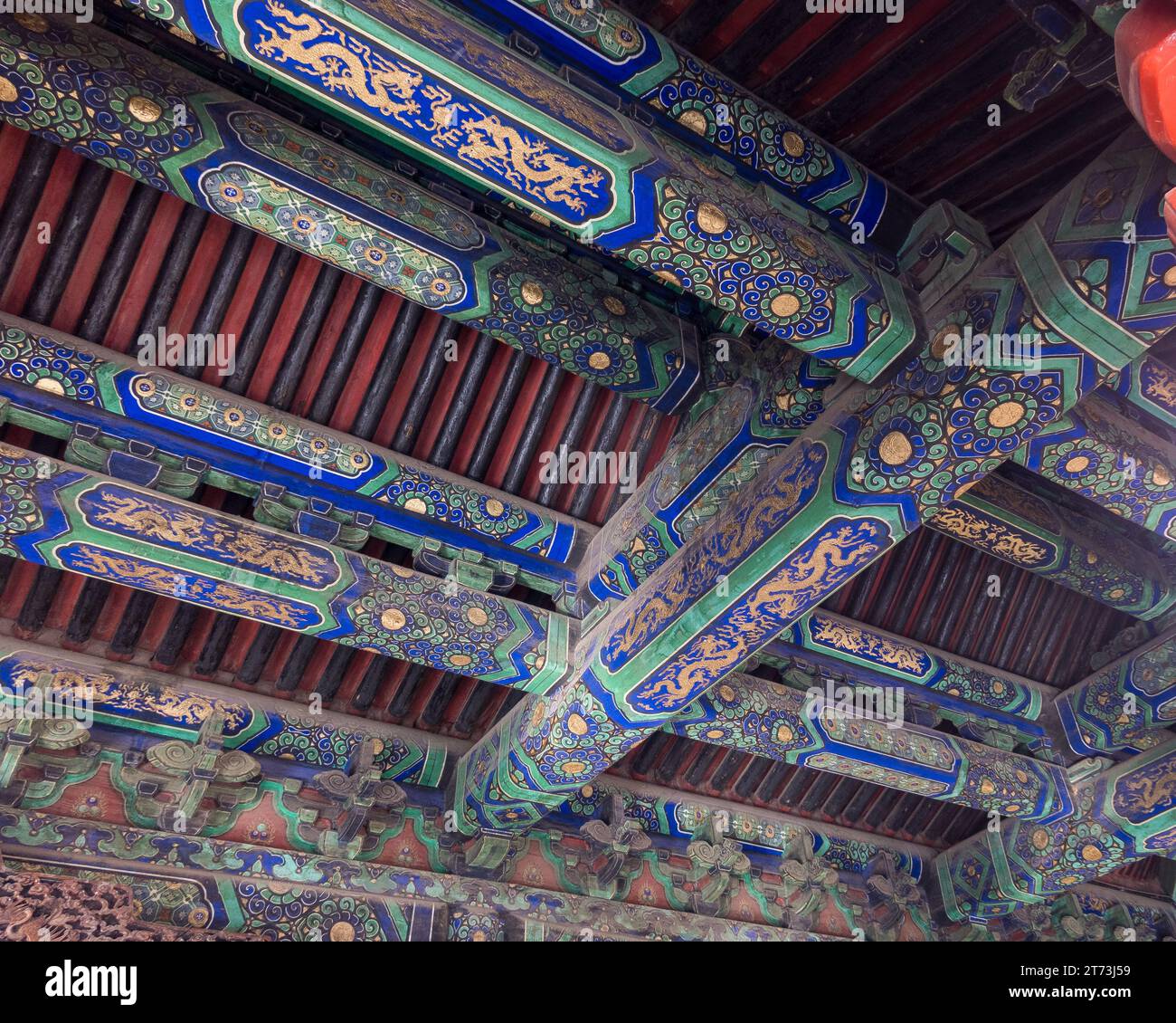 detail of the ceiling woodwork of the Temple of Heaven in Beijing ...