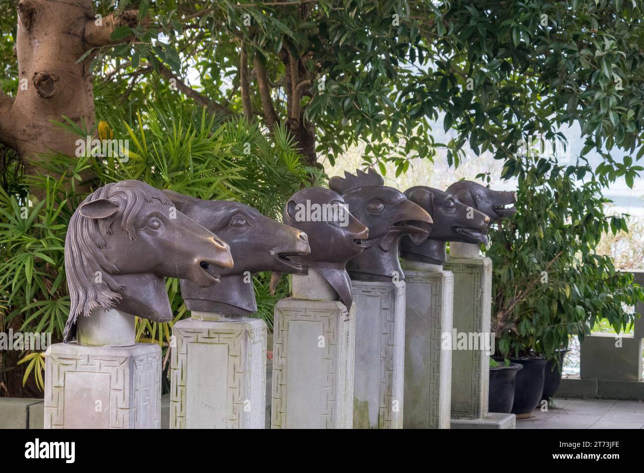 Animal figures representing Chinese astrological signs: Horse, donkey ...