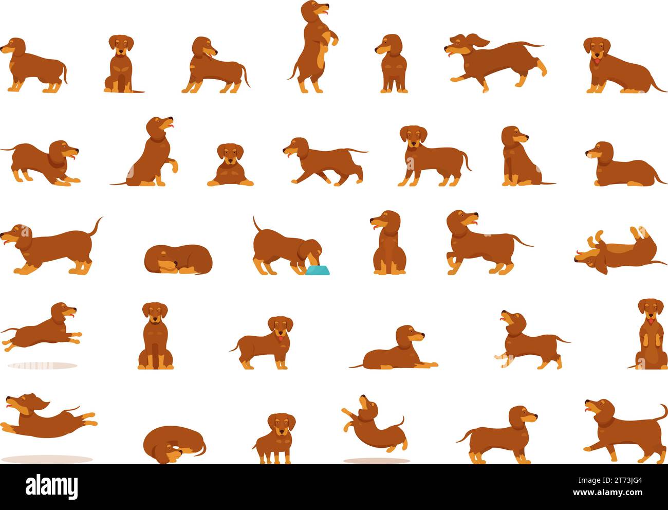 Dachshund icons set cartoon vector. Dog animal. Happy cute pet sit Stock Vector Image & Art - Alamy