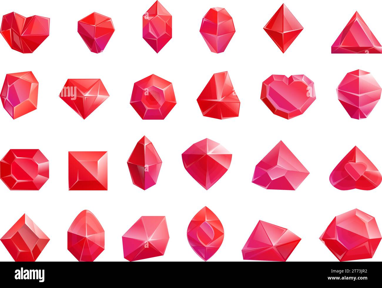 Ruby rock icons set cartoon vector. Magic stone. Mineral crystal shiny ...