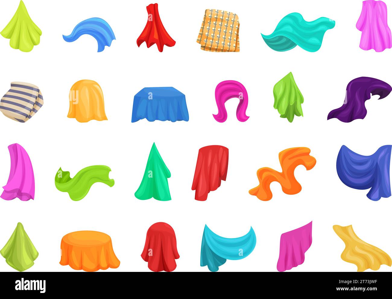 Cloth material with drapery icons set cartoon vector. Fiber textile ...