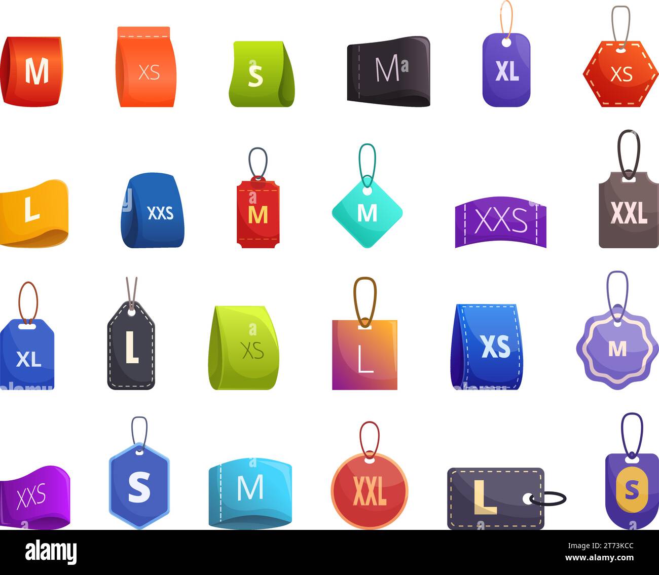 Size label for cloth icons set cartoon vector. Small extra. Clothing ...