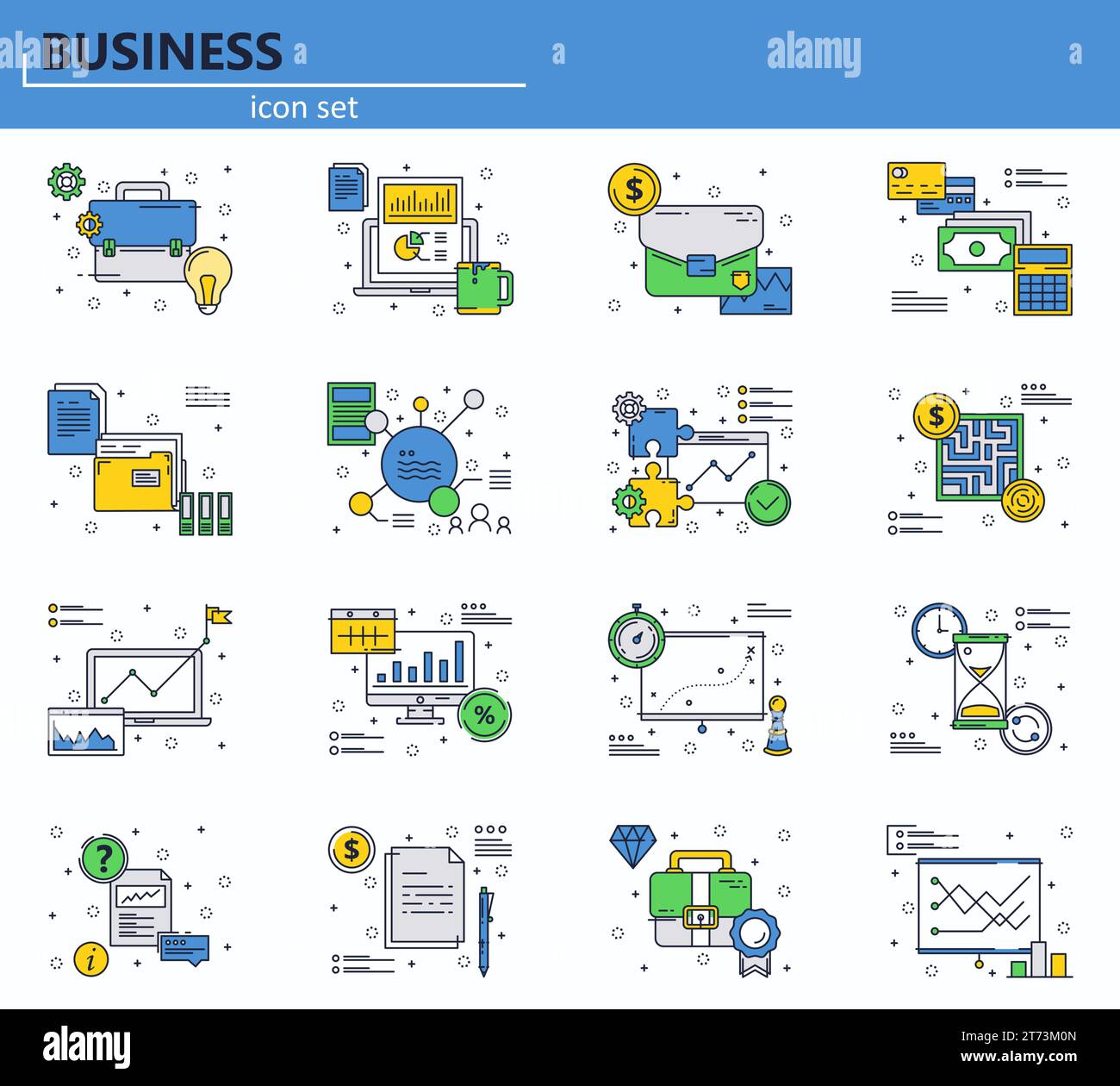 Vector set of business, finance and office icons in thin line style. Website UI and mobile web ...