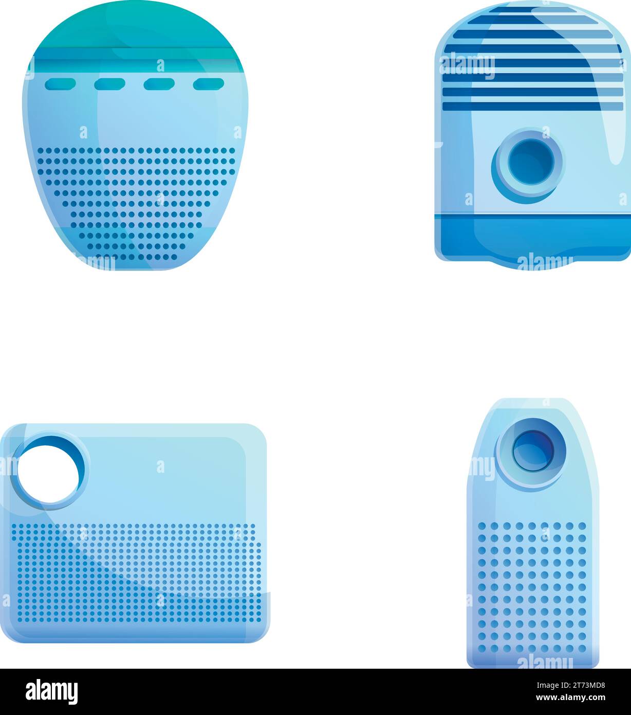 Air purifier icons set cartoon vector. Modern air cleaning equipment ...