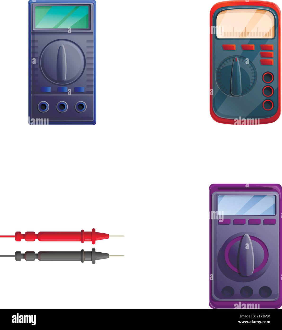Digital multimeter icons set cartoon vector. Voltage, amperage ... Digital multimeter icons set cartoon vector. Voltage, amperage ...