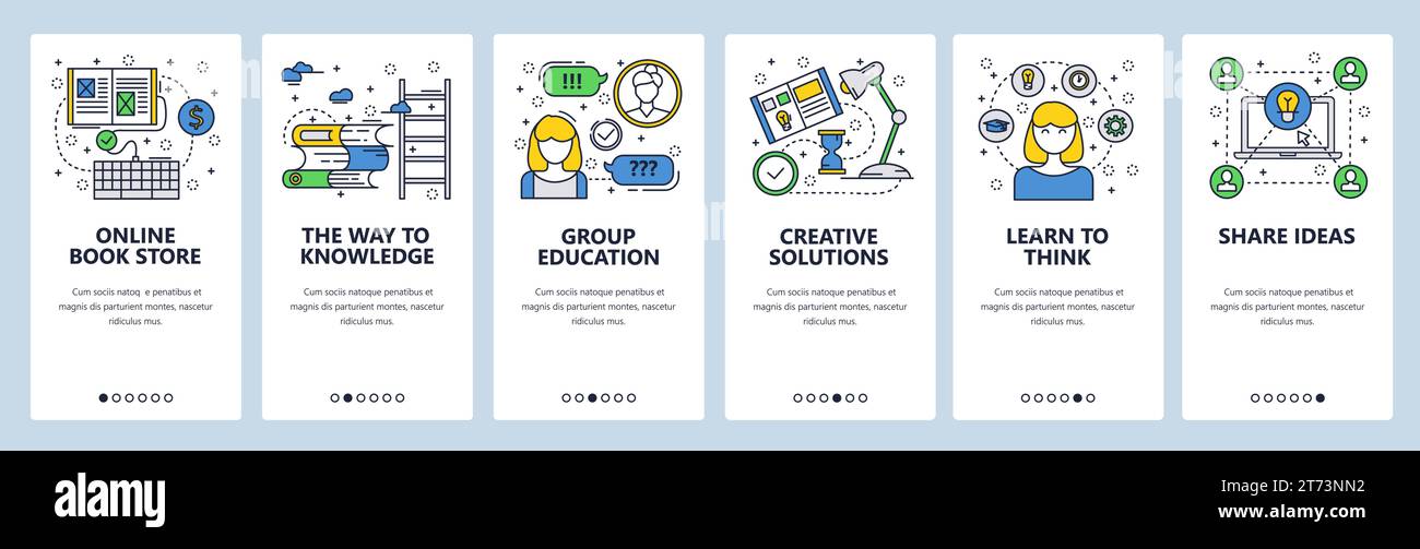 Vector Web Site Linear Art Onboarding Screens Template Education And Knowledge Creative Ideas
