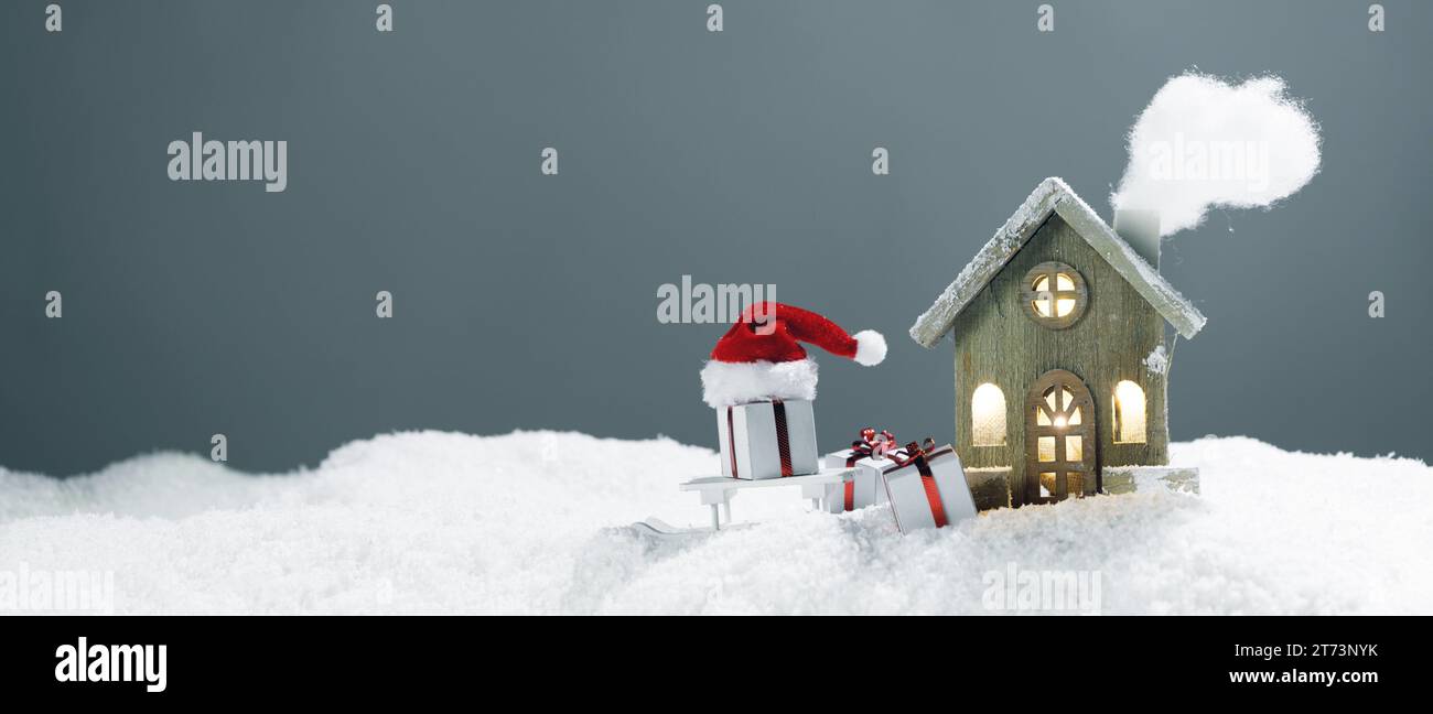 Small blue house santa claus hi-res stock photography and images - Alamy