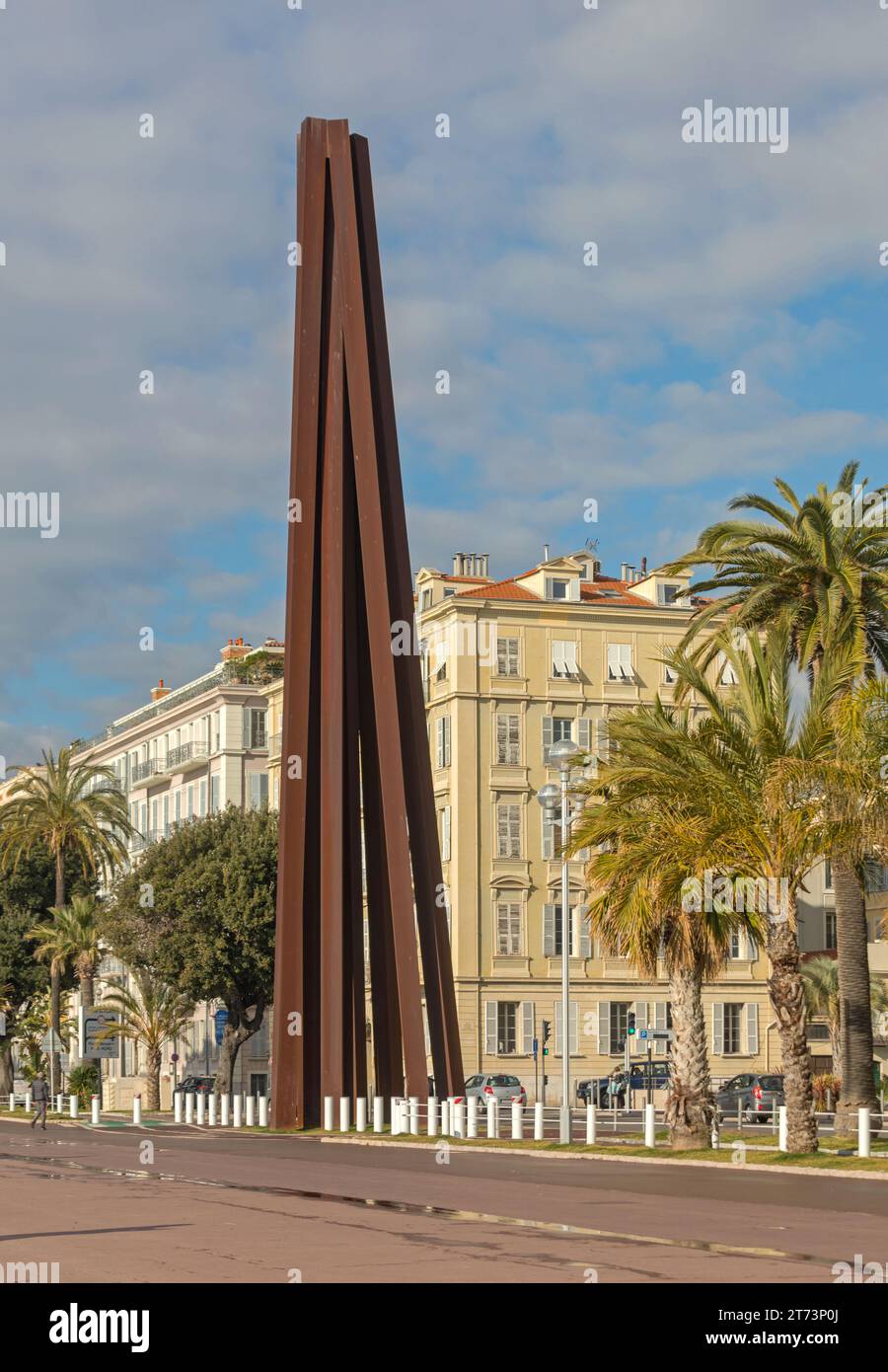Nice, France - January 31, 2018: Neuf Lignes Obliques Steel Monument on ...