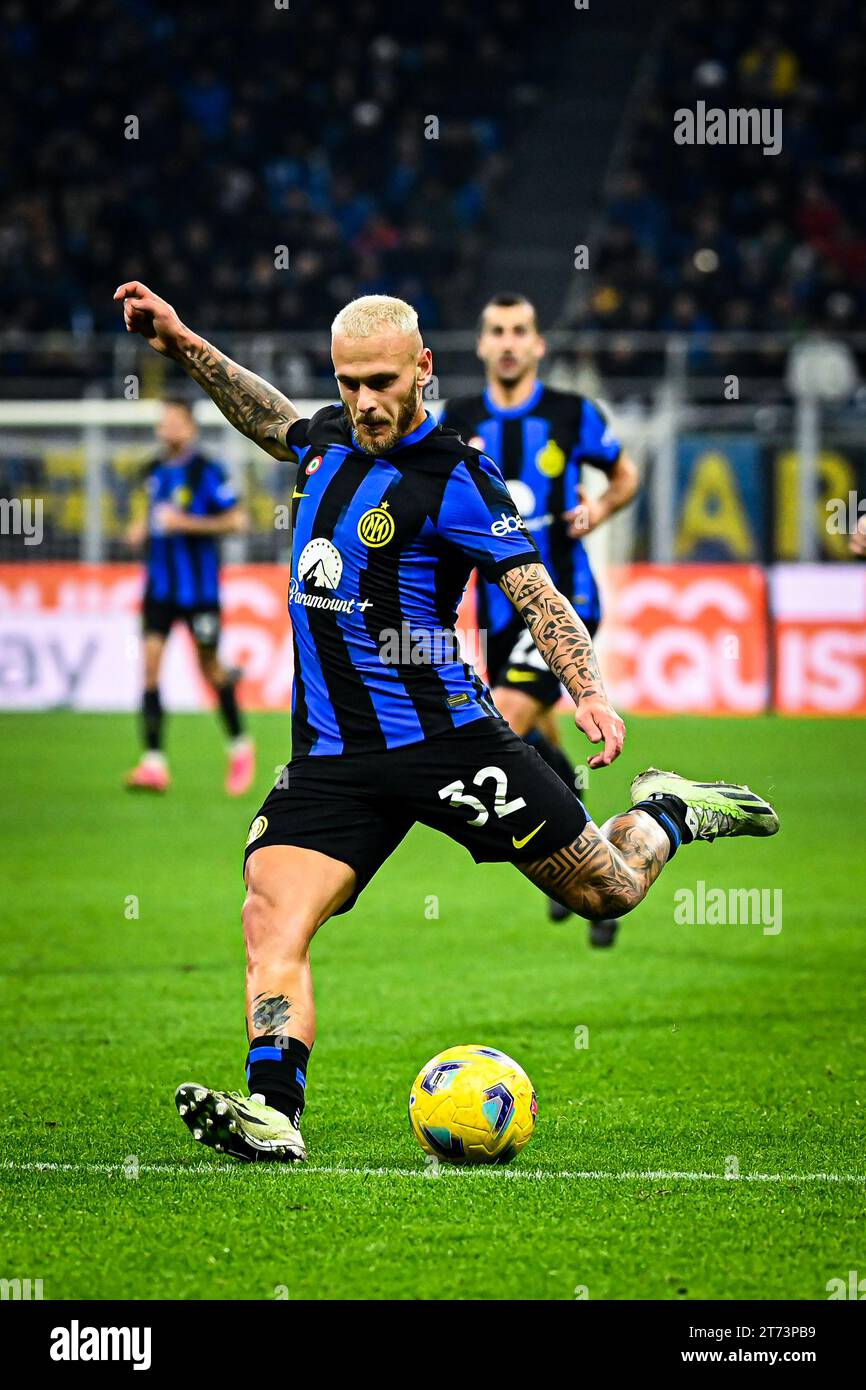 Milan, Italy on November 12, 2023. Federico Dimarco of FC Internazionale in action during the ...