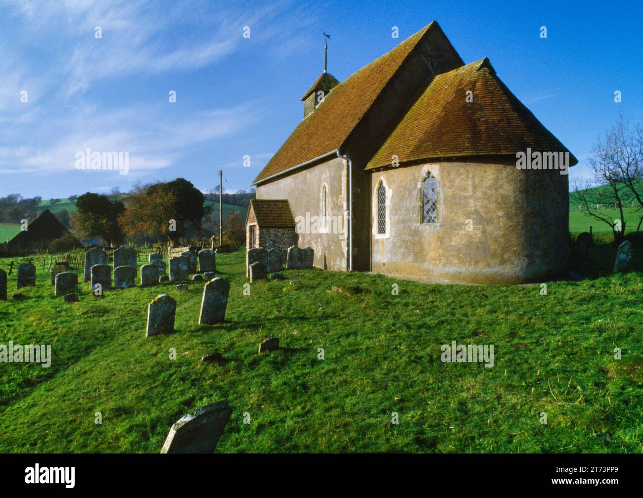 View W of the apsidal chancel & rectangular nave of St Mary the Virgin ...