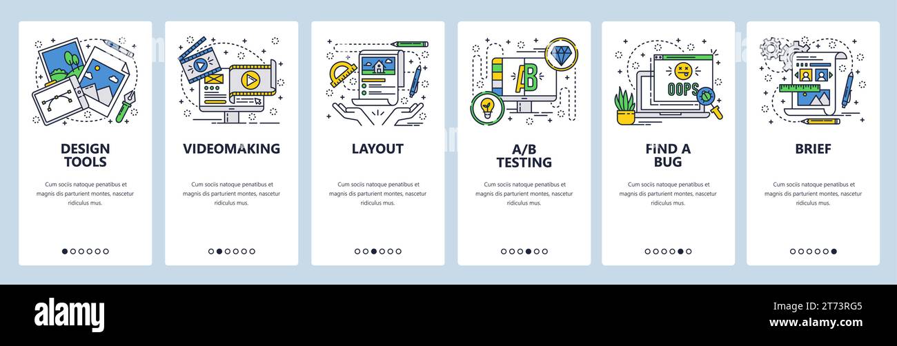 Vector Web Site Linear Art Onboarding Screens Template Graphic Design