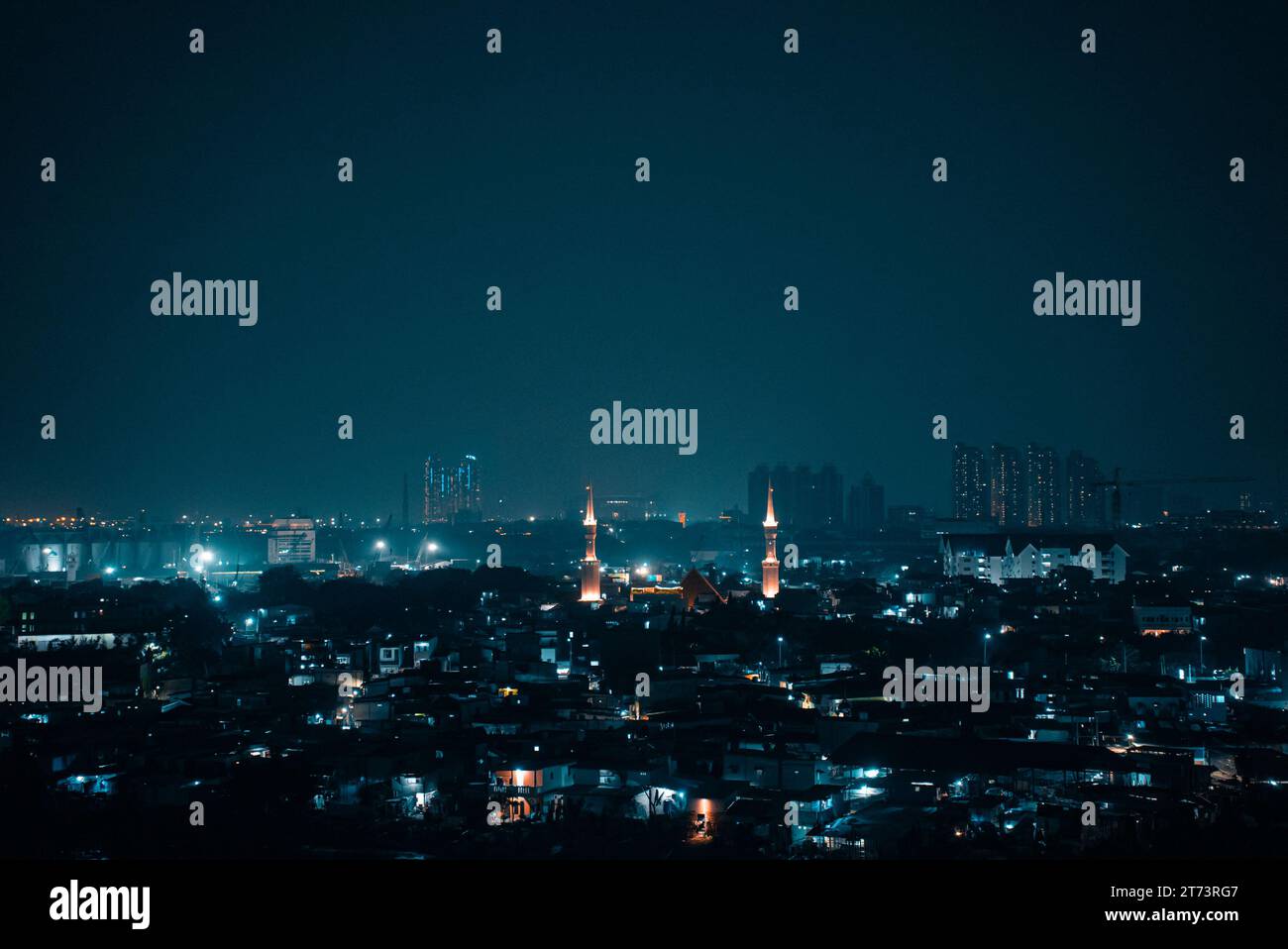 Night View of Jakarta, Indonesia. Penjaringan, Pluit. Landmark Pluit ...