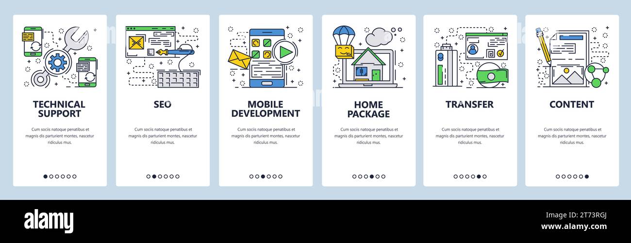 Vector Web Site Linear Art Onboarding Screens Template Technical Support Money Transfer And