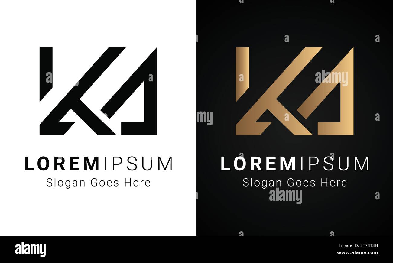 Luxury Initial MK or KM Monogram Text Letter Logo Design Stock Vector ...