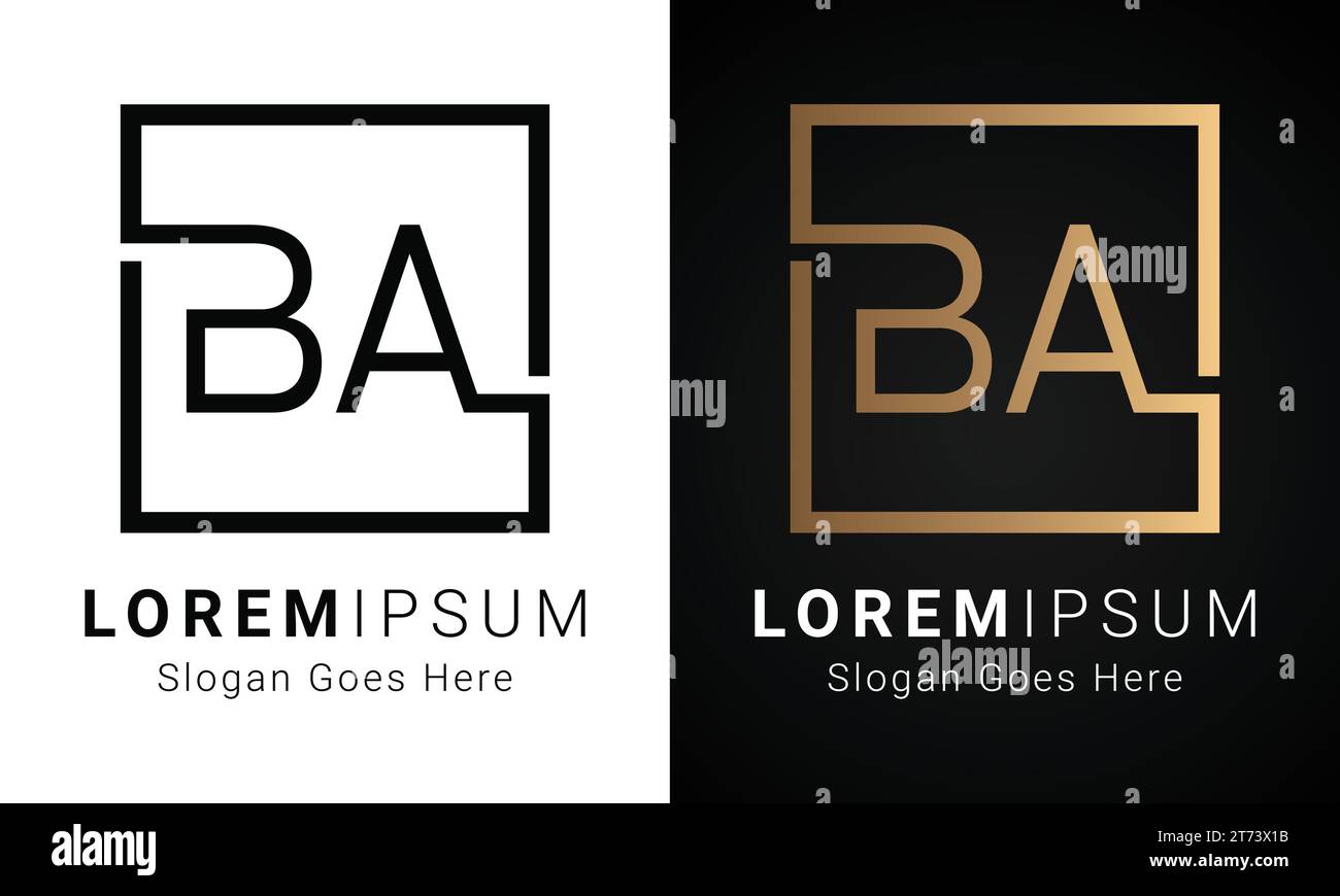 Luxury Initial AB or BA Monogram Text Letter Logo Design Stock Vector ...