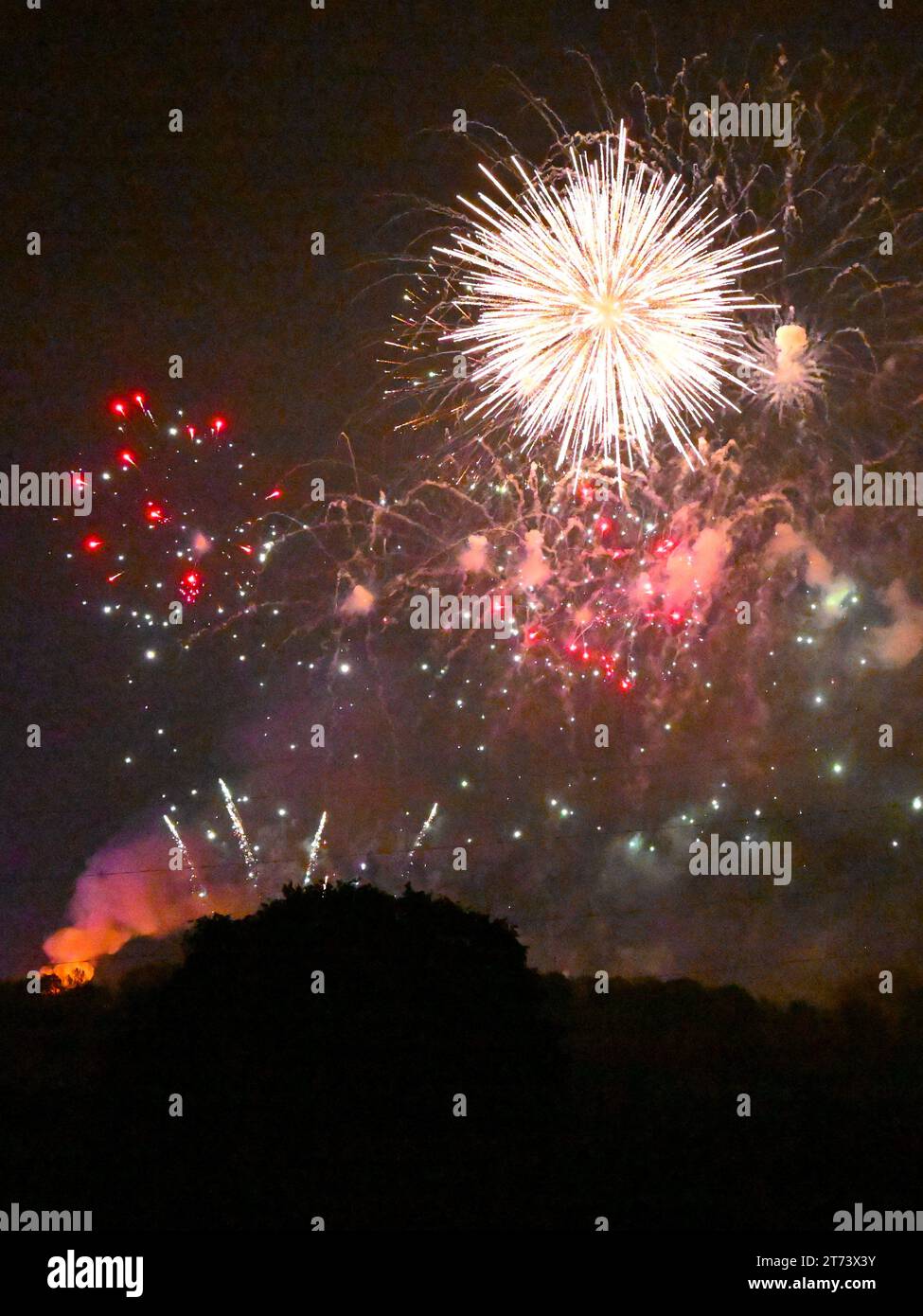 A wide-angle shot of a stunning nighttime scene featuring an ...