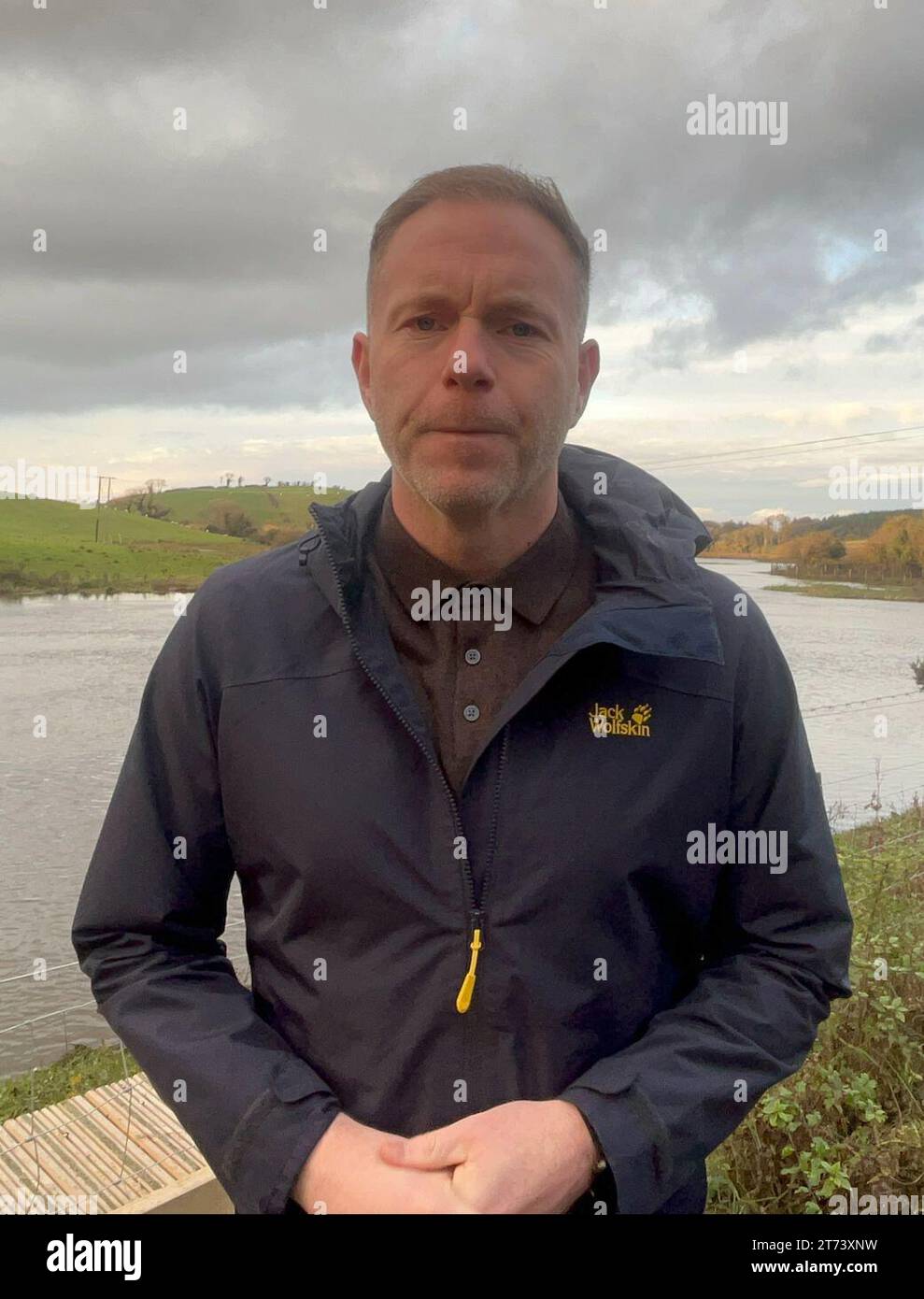 Sinn Fein MP Chris Hazzard in Downpatrick, after damage was discovered ...