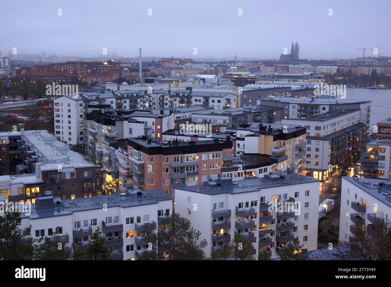 Modern apartment buildings in Liljeholmen, a part of Stockholm Stock ...