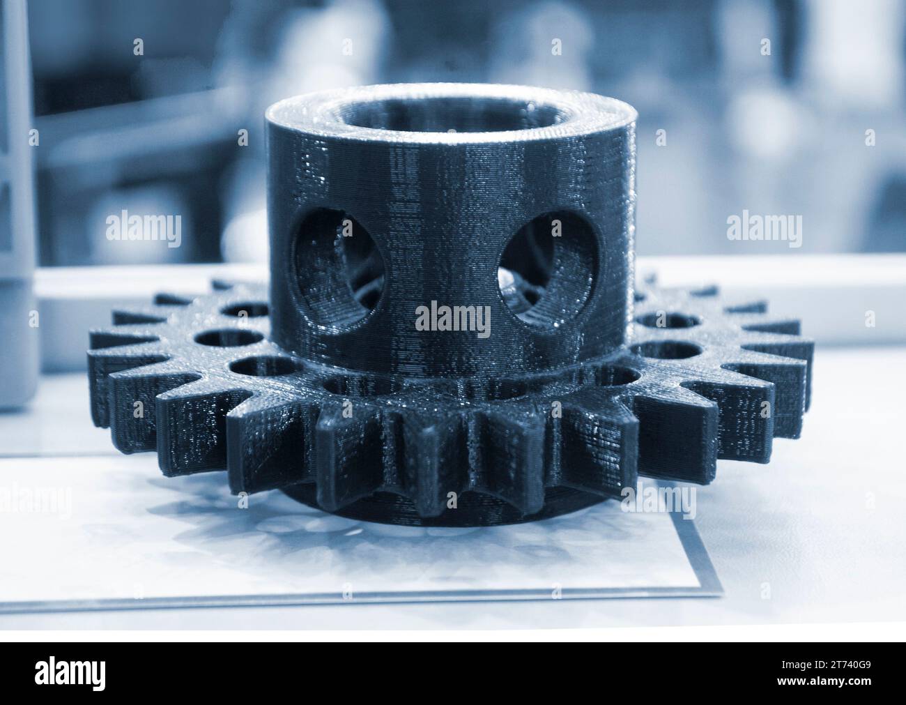 Part detail printed on 3D printer from molten plastic black color ...